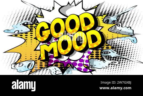 4k animated Good Mood text on comic book background with changing ...