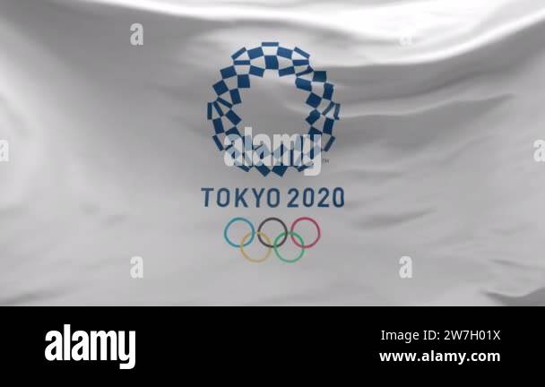 Flag of the olympic games in Tokyo 2021 fluttering in the wind ...