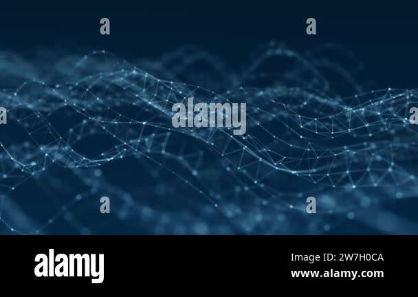 Digital dynamic cyber wave. Abstract futuristic blue background with ...