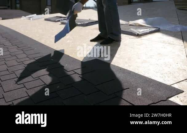 Roofing works. Installation according to the drawing of the soft tile ...