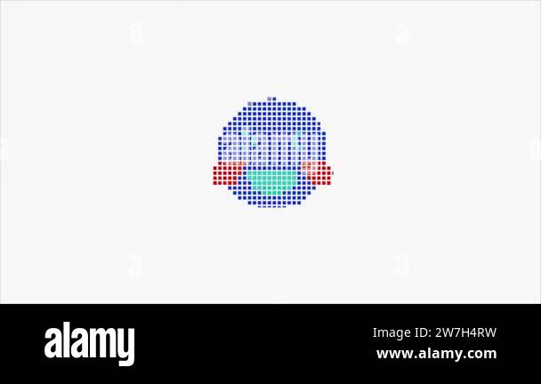Pixel smile hud holographic symbol on digital old tv screen seamless ...