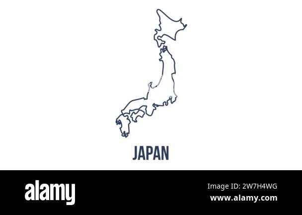Line animated map showing the state of Japan from the united state of ...