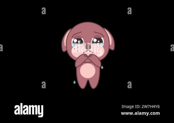 An animated rabbit is sad and crying on a transparent background . The ...