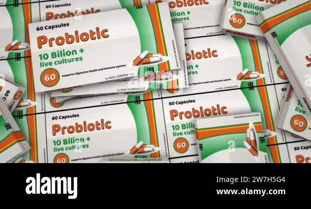Probiotic pack on surface. Medical antibiotic therapy drug box ...