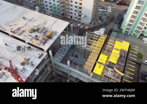 Modern aerial landscape with construction aerial for urban design. House equipment. City ...