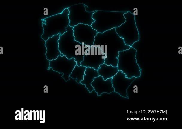 Animated Outline Map of Poland with Provinces Stock Video Footage - Alamy