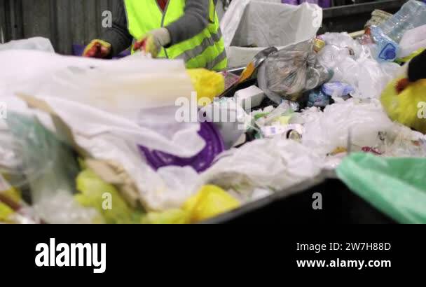 Garbage container. A pile of various rubbish, plastic, cellophane ...