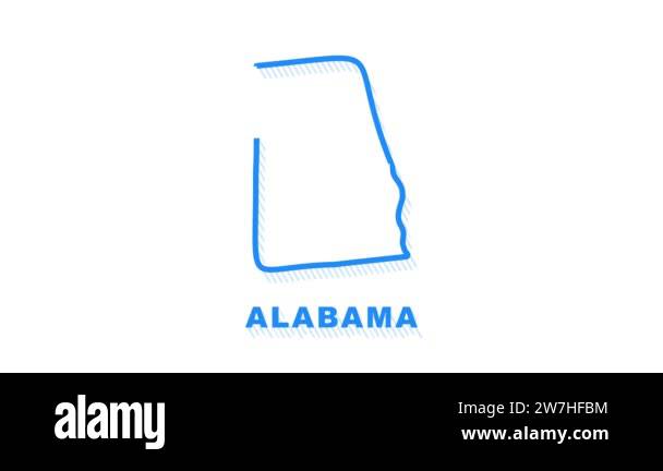Neon Map of Alabama State United States of America, Alabama outline ...