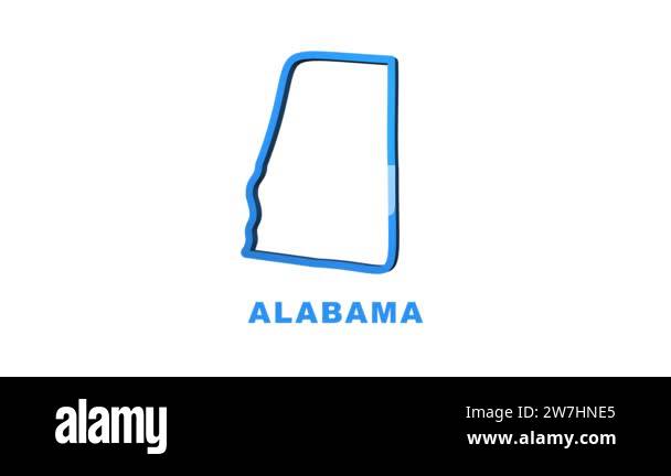 Neon Map of Alabama State United States of America, Alabama outline ...