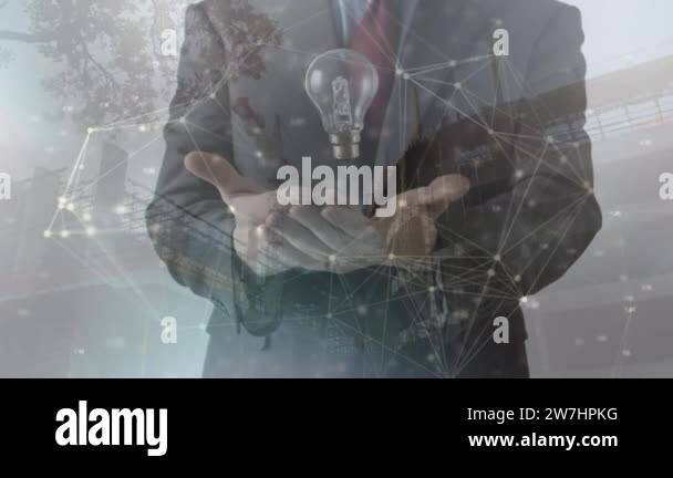 Animation of network moving with businessman throwing and catching ...