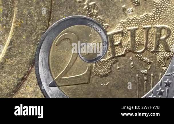 Seamless 2 euro coin spiral zoom loop Stock Video Footage - Alamy