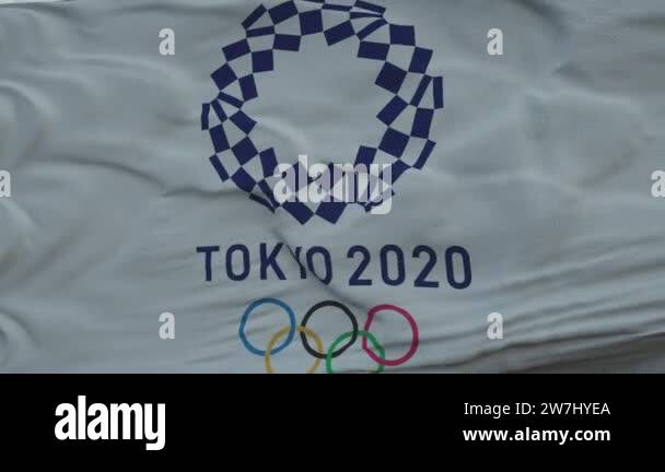 Flag of the olympic games in Tokyo 2020 fluttering in the wind Stock ...