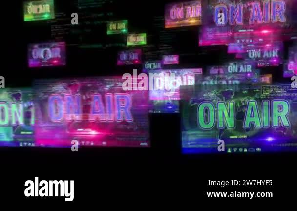 On Air on computer screens. TV broadcast, media live stream, television ...