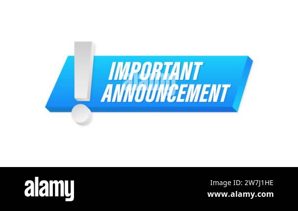 Banner with important announcement. Blue important announcement sign ...