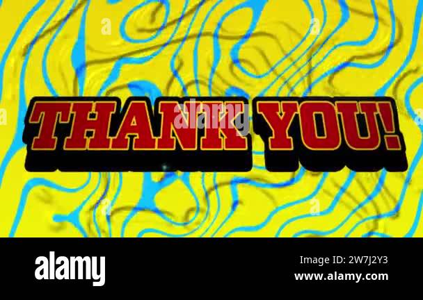 Animation of thank you text over colourful liquid background. video ...