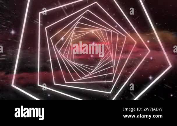 Digital animation of hexagonal shapes spinning in seamless motion ...