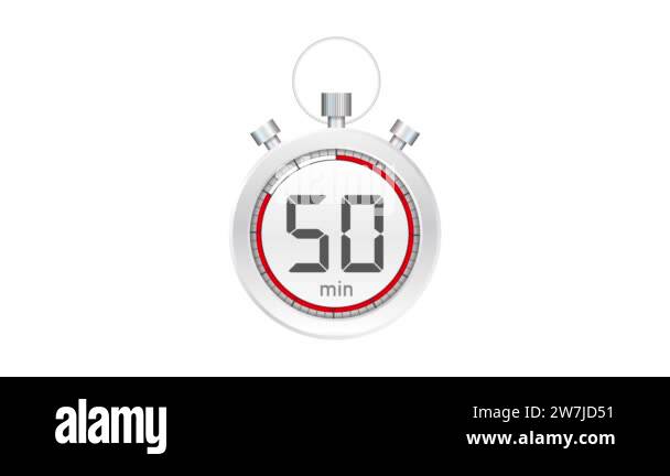 The 50 minutes, stopwatch icon. Stopwatch icon in flat style. Motion ...