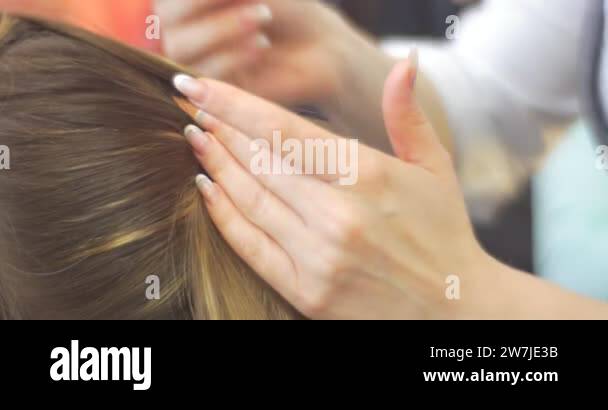 Stylist Hairdresser is Finally Fixing Combing Hairs Hairstyle Hair ...