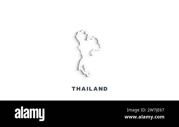 Line animated map showing the state of Thailand. 2d map of Thailand. 4k ...