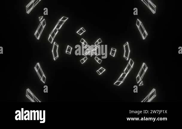 Beautiful looping animation white abstract wireframe structure. Looping animation on black ...