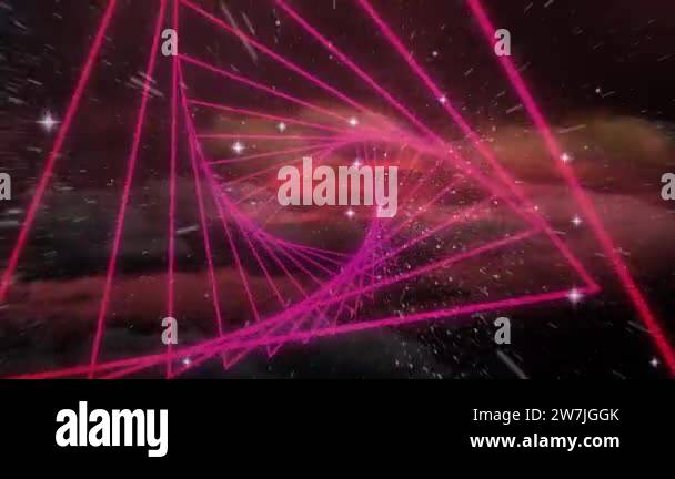 Digital animation of triangle shapes spinning in seamless motion ...