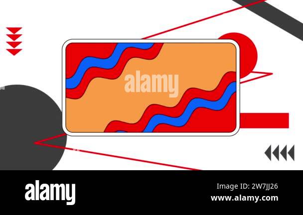 Animation of red, blue and orange wavy lines in rectangle, with lines ...
