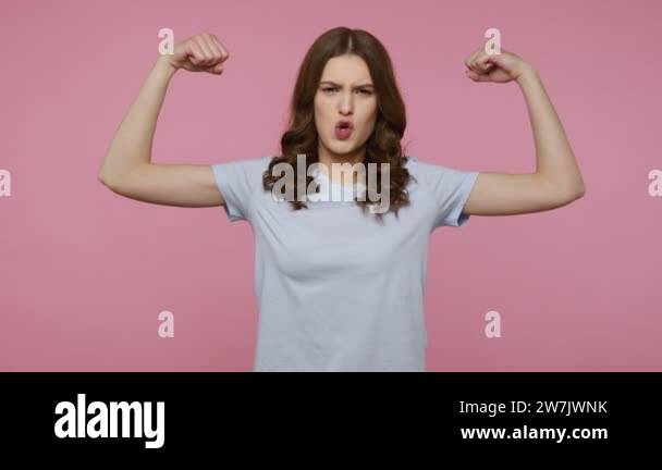 I am strong and independent! Confident successful teenager girl in T ...