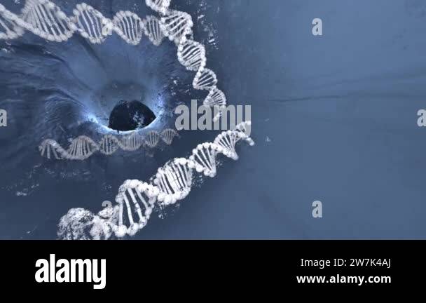 3d 360 of DNA deoxyribonucleic acid structure. The medical panoramic ...