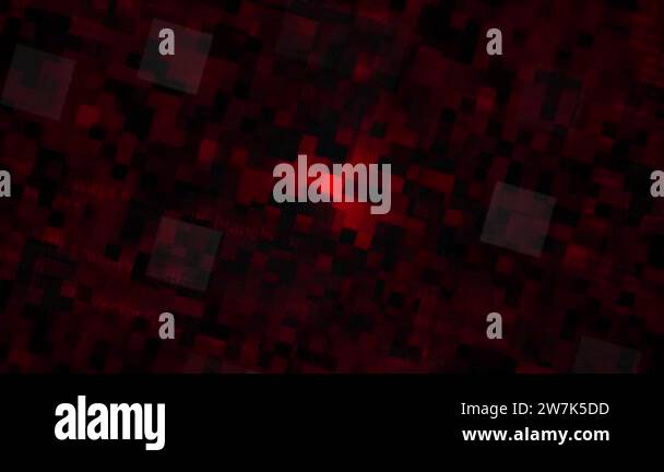 Abstract field of randomly blinking big pixels on a dark background ...