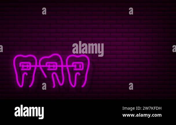 Correction of teeth with orthodontic braces. Stages of teeth alignment. Dental clinic services ...