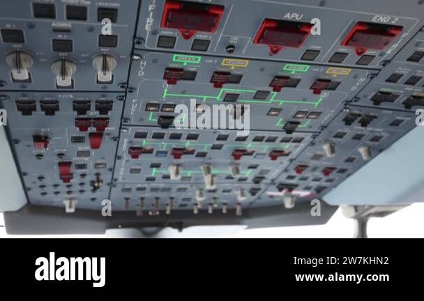 The cockpit of the AIRBUS A350 aircraft for flight tests. The internal ...