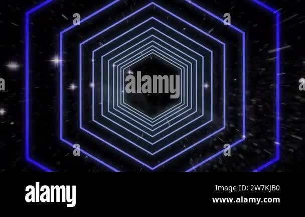 Digital animation of hexagonal shapes in seamless motion against ...