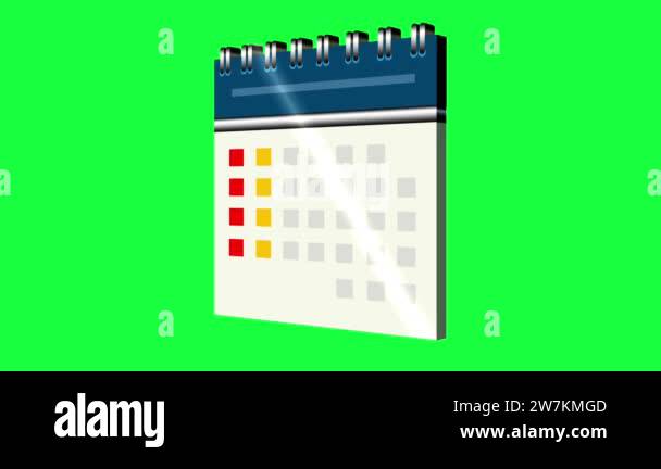 3d rotating simple calendar animation in Green Screen 4K resolution ...