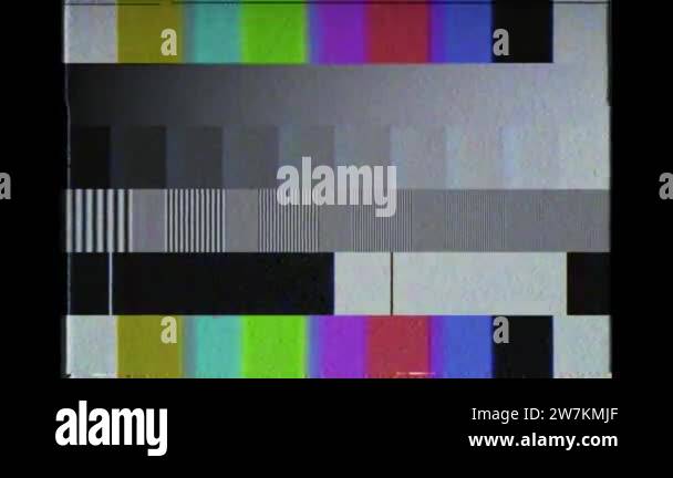VHS effect and test pattern from a tv transmission with bars. Color and ...