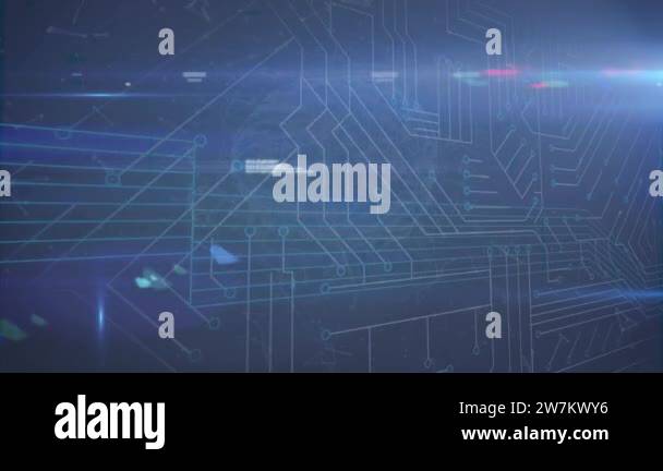 Animation of glowing egg timer icon, over glowing motherboard and data ...