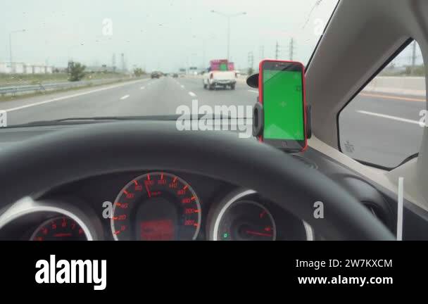 The map gps navigation on modern smartphone green screen device gadget ...