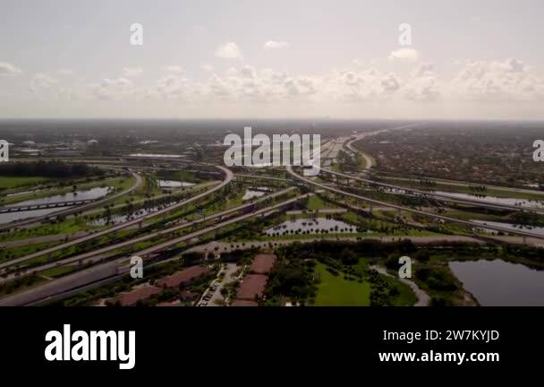 Highway interchange Sunrise FL 595 I75 expressway aerial flyover Stock ...