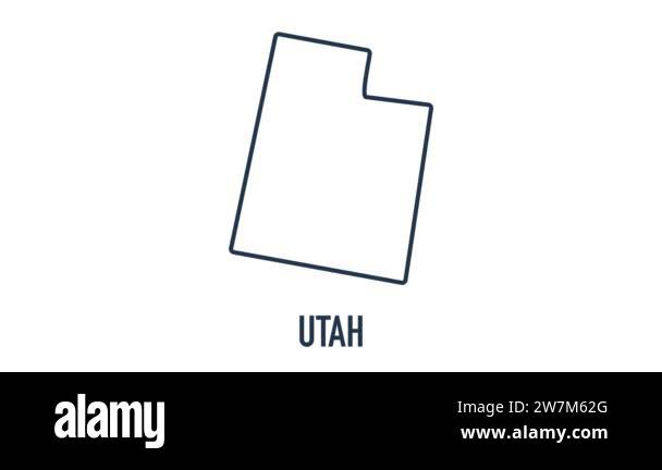 Line animated map showing the state of Utah from the united state of ...