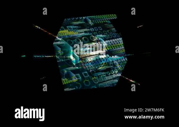 Quantum computer in the cube futuristic technology digital layer ...