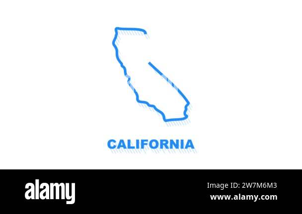 Line animated map showing the state of California from the united state ...