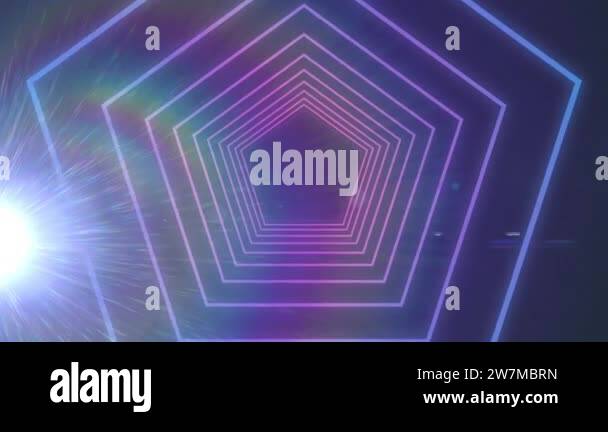 Digital animation of hexagonal shapes in seamless motion against spot ...