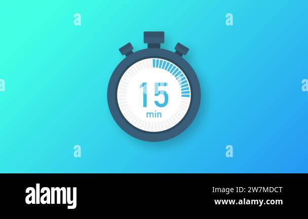 The 15 minutes, stopwatch icon. Stopwatch icon in flat style. Motion ...