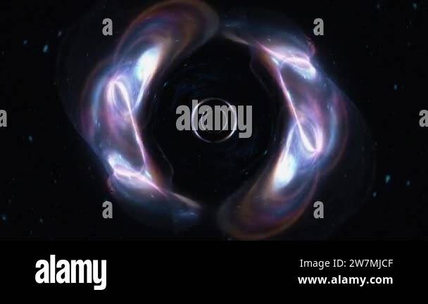 Seamless loop of interstellar galaxy travel through a blue glow light ...