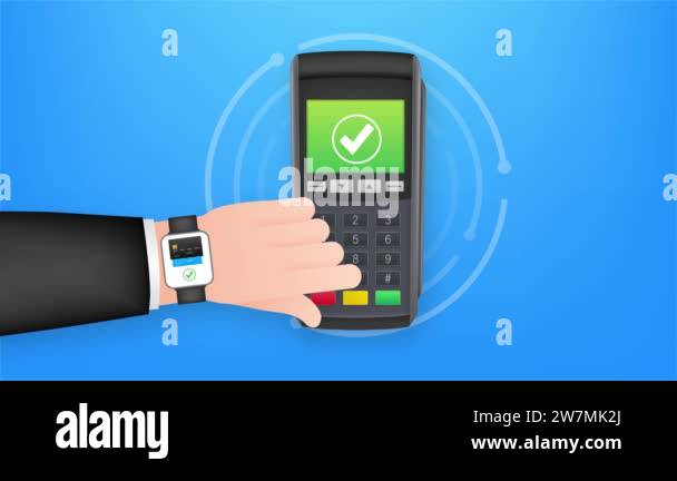 Contactless Payment Methods Mobile smart watch and wireless POS ...