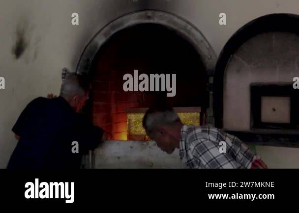 Crematory in Thailand with burning flame is starting inside the ...