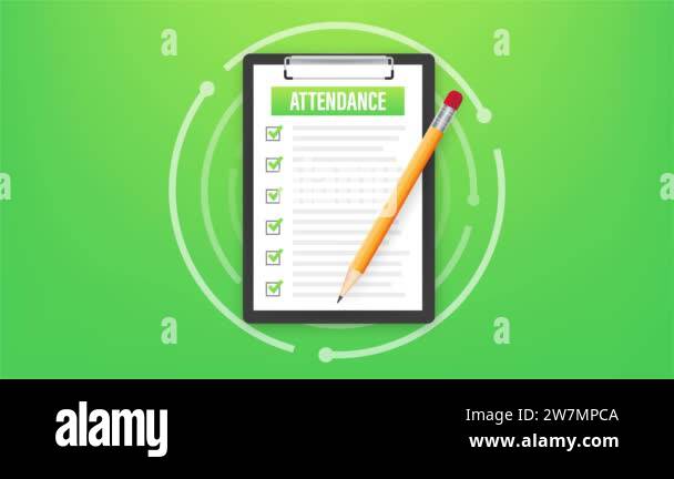 Attendance clipboard with checklist. Businessman holding document ...