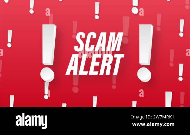 Banner with red scam alert. Attention sign. Cyber security icon ...