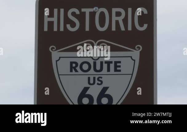 Historic Route 66 road sign Stock Video Footage - Alamy