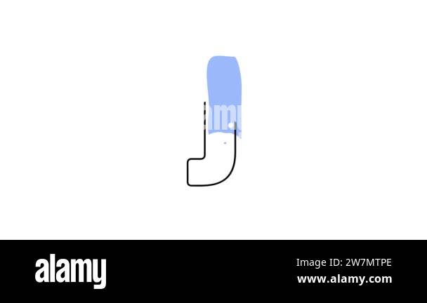 Letter J. 4K video. Blue font animated isolated on clear white ...
