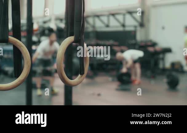 Professional sports equipment and the interior of a gym. Video. Close ...